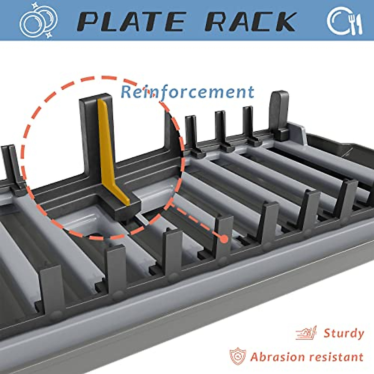 Midyb Dual Part Dish Drying Rack for Kitchen, Multifunctional Draining Rack Holder with Drainboard, Tableware Bowl Saucer Storage System, Household Dish Drainer for Countertop