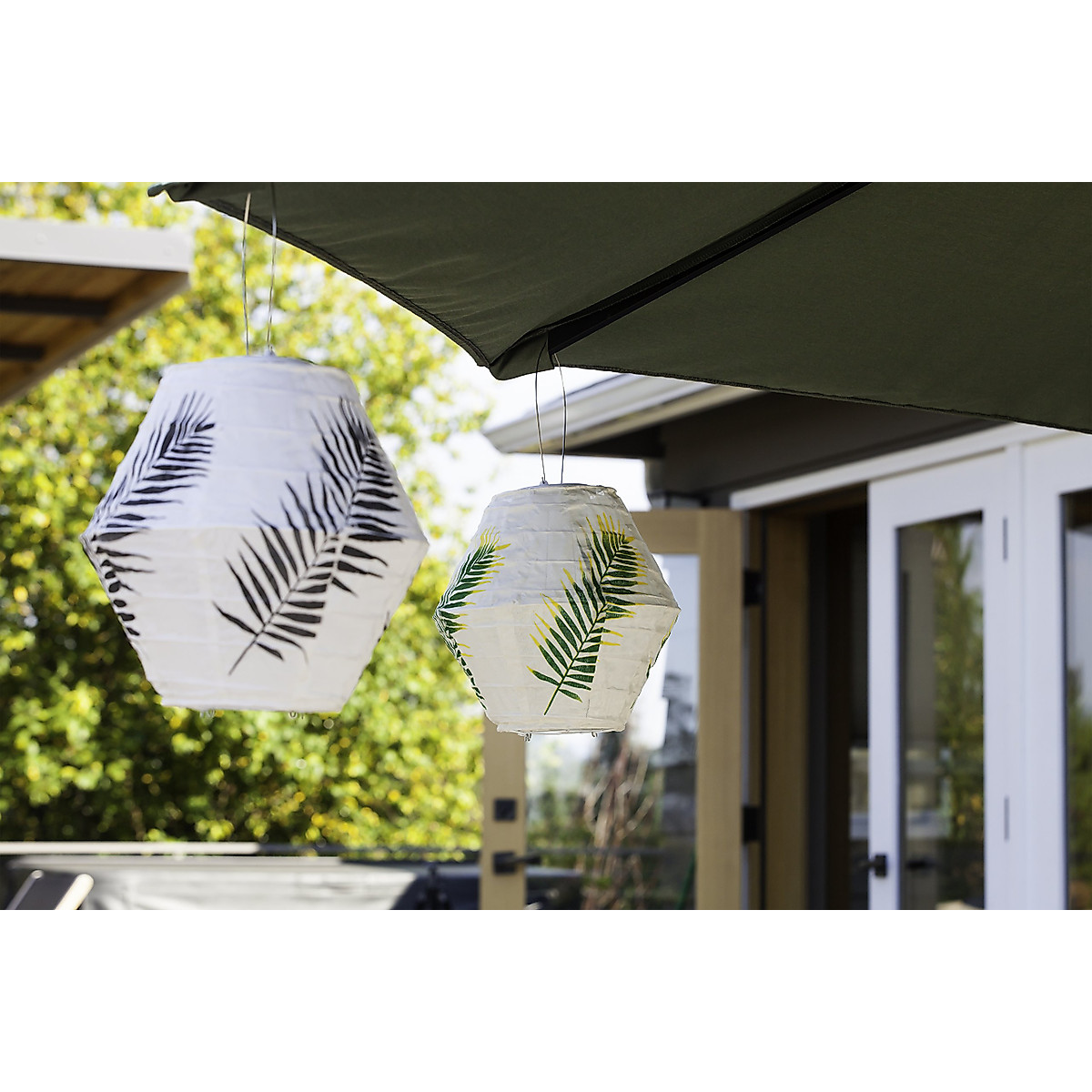 Allsop Home & Garden 31861 Soju Canvas Green Palm Solar Lantern,