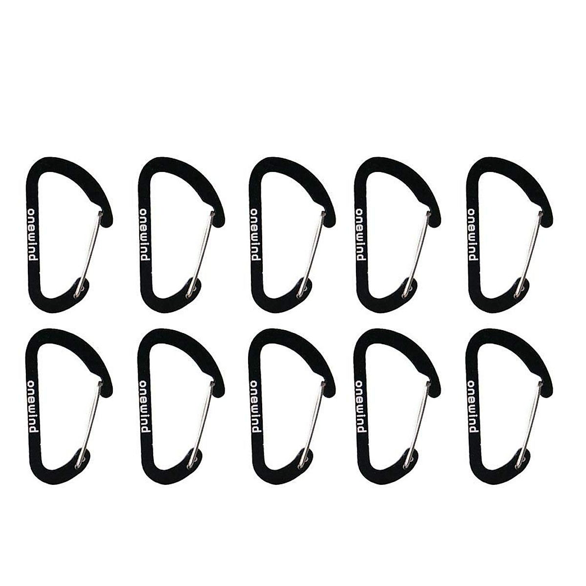 Onewind Premium Carabiner Clip, 10 Pack, Carabiner Keychain for Hammocks, Hiking, Harness, Outdoors and Gym, Black