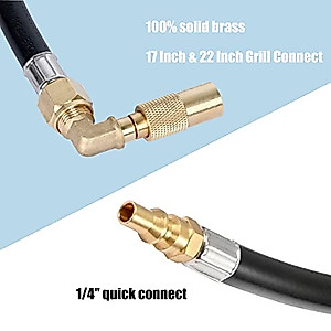 GasSaf 12 FT RV Quick Connect Propane Hose - 1/4" Quick Connect Extension Hose with Propane Elbow Adapter for Blackstone 17"/22" Griddle
