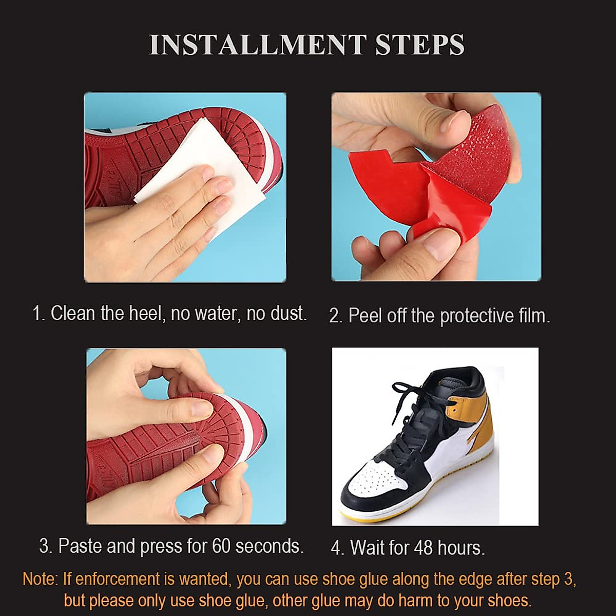 Sole Protector for Sneakers, Shoe Heel Protector Strong Self-Adhesive Repair Plates for Air Jordan Shoes Non Slip Heel Pad Sole Plates for Men and Women