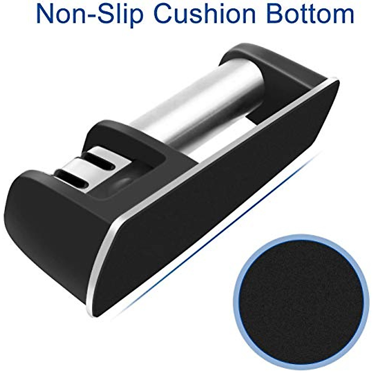 2 Stage Knife Sharpener, Safe Kitchen Knife Sharpeners Handle for Straight and Serrated Knives Diamond Coated Quickly, Safe and Easy to Use