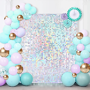 Shimmer Wall Backdrop Sequin Panels 24 Packs-Sparkly Backdrop for Bridal Shower Birthday Backdgrounds Advertising Rainbow Silver Ceremony Wedding Parties Panel