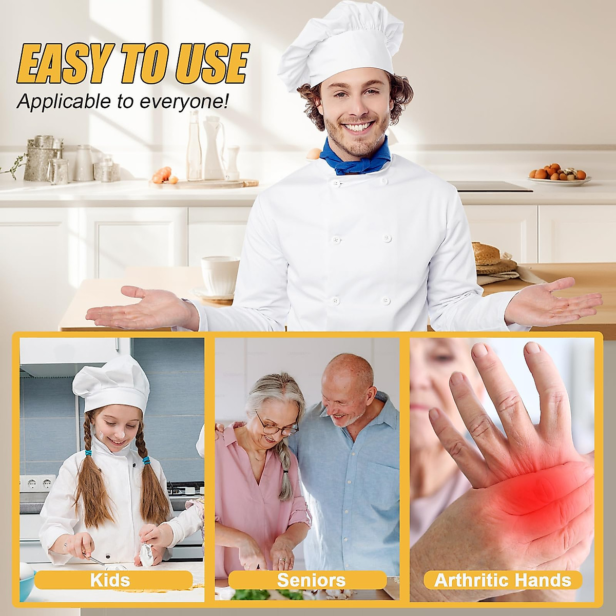 Commercial Can Opener, ICEKATI Can Opener Manual Heavy Duty Easy for Big Cans with Magnet, Folding Hand Crank Can Opener With Comfortable Long Handles, Smooth Edge Can Opener With Carbon Steel Blade