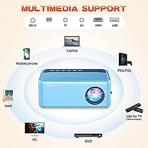 Mini Video Projector for Cartoon, Portable Outdoor Movie Projector for Kids Gifts, XOPPOX Small Home Theater Projector for Phone with HDMI USB AV Interfaces
