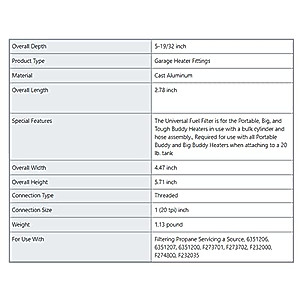 Propane Fuel Filter F273699 Compatible with Mr Buddy and Big Buddy Heater (1)