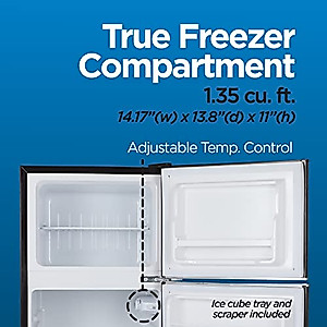 Commercial Cool CCRRD45HB 4.5 Cu. Ft True Freezer, Vintage Style, Retro Fridge with 2 Slide-Out Glass Shelves,Black Refrigerator