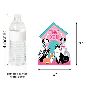 Big Dot of Happiness Pawty Like a Puppy Girl - Shaped Cards - Pink Dog Baby Shower or Birthday Party Thank You Note with Envelopes - Set of 12