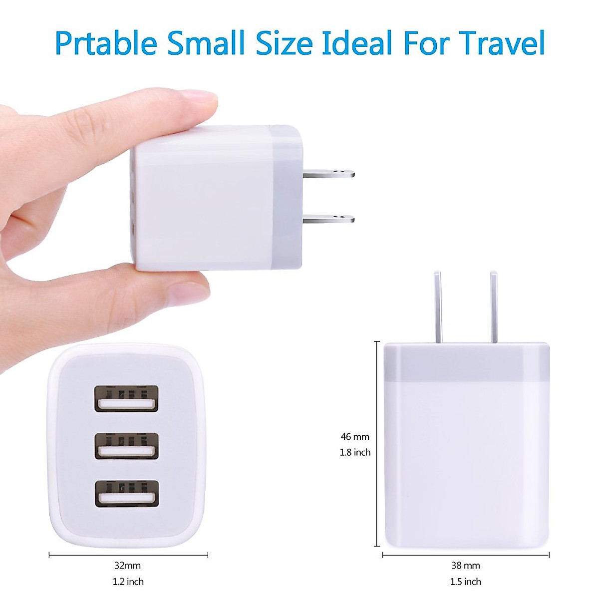 Fast Charging Block, HOOTEK USB Plug Wall Charging Adapters 3.1A Multiple Wall Charger Box Cube Brick for iPhone 15 14 13 12 11 Pro Max XS XR X 8 Plus, Samsung Galaxy S24 A53 S23 S22 S21 S20, LG, Moto