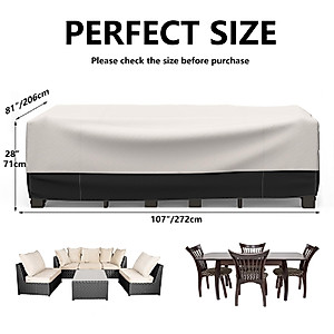 Niminex Patio Furniture Covers Waterproof ,600D Heavy Duty Tear Resistant Outdoor Table Cover,Wind & Snow Resistant Outdoor Furniture Cover,Patio Table Cover For Table And Chair Sets-107 X 81 X 28 In