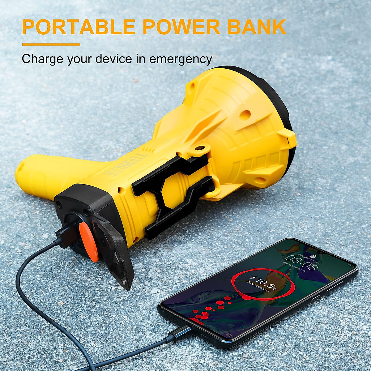 YIERBLUE Rechargeable Spotlight Flashlight 900000 High Lumen, IP66 Waterproof Spot Lights Outdoor Handheld, 20 Hours Long Lasting LED Large Flashlight with Foldable Stand and Detachable Red Filter