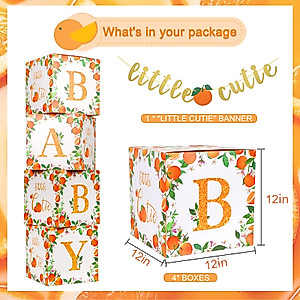 Little Cutie Baby Shower Decorations, Baby Boxes with Letters for Baby Shower, Baby Shower Banner Little Cutie Baby Balloon Boxes Baby Blocks for Orange Party Baby Shower Decor, Gender Revel