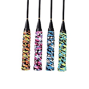 Tennis Badminton Racket Grip, Super Absorbent PU Anti Slip Racket Tennis Overgrips Soft Replacement Grip Tapes, 5 Pcs/ 8 Pcs (8 Pack, Camo Blue+Orange+Green+Pink)