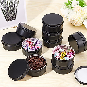BENECREAT 10PCS 5oz Round Tin Cans Screw Top Aluminum Tins for Lip Balm, Scrubs, Spices, Candies, Tea, Summer Travel, Cosmetic Box and Nail Art Supplies