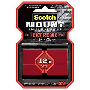 Scotch 414H-ST 051141397252 Extreme Mounting Tape, 8 Strips, Black