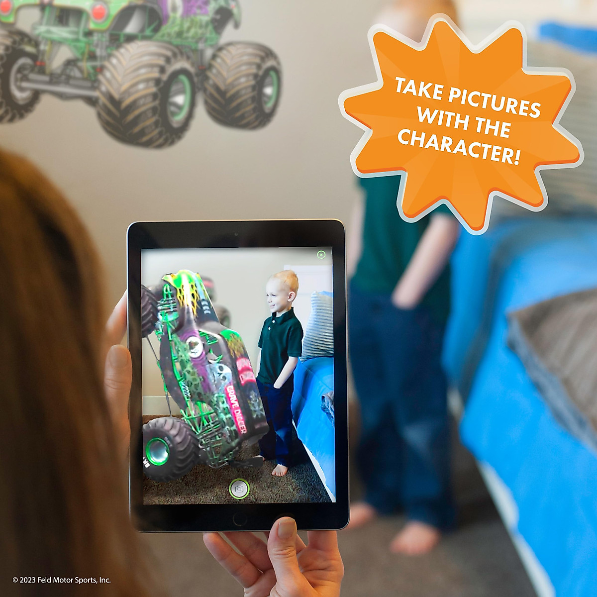 Wall Palz Monster Jam Grave Digger Wall Decal - Monster Jam Wall Stickers with 3D Augmented Reality Interaction - 28" Monster Jam Grave Digger Monster Truck Wall Decorations