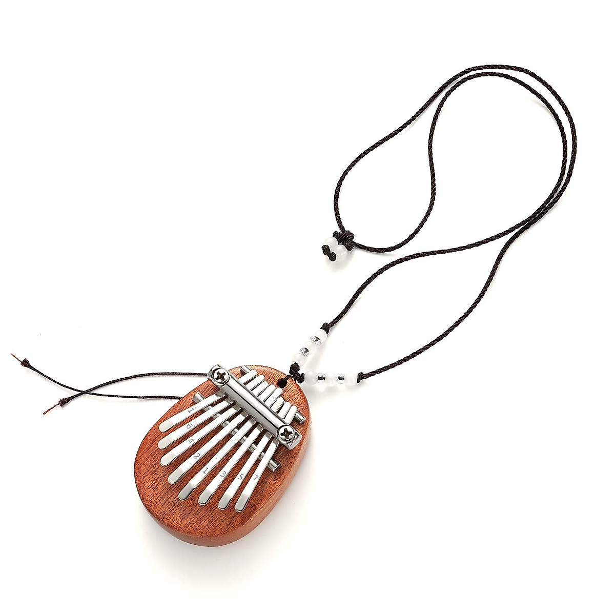 Elejolie Mini Kalimba 8 Key Thumb Piano Exquisite Finger Piano Portable for Beginner Kids Adult,Musical Marimba with Pendant Gift for Christmas/Xmas/Thanksgiving Day Brown