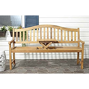 Safavieh Outdoor Collection Mischa Natural Brown Bench