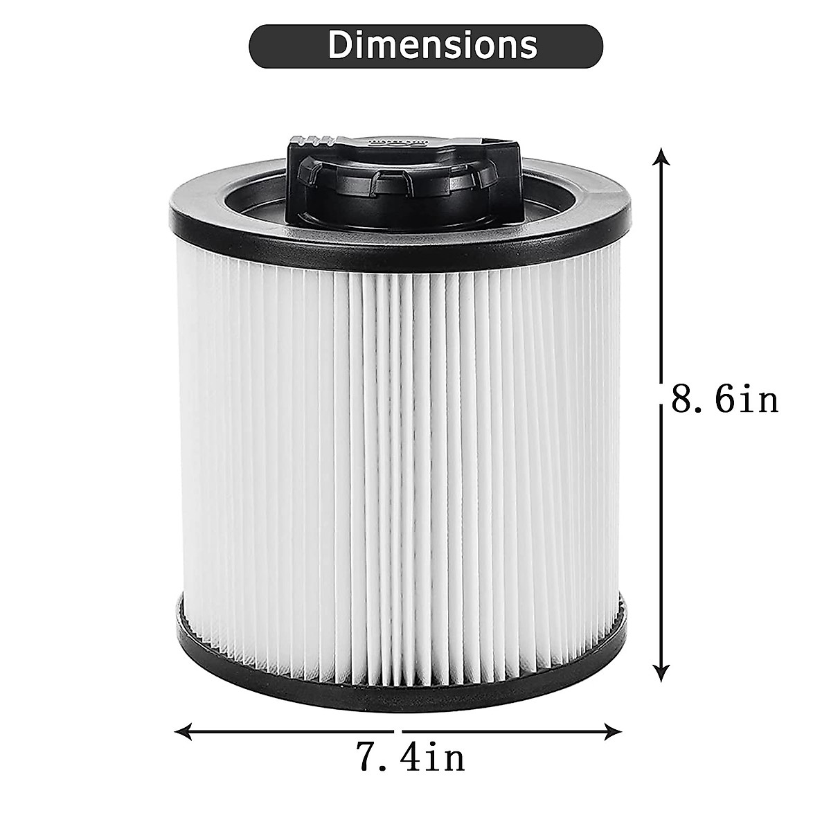 DXVC6910 Replacement Filter for DEWALT Wet/Dry Vacuum Cleaners-Regular 6-16 Gallon 2 Pack