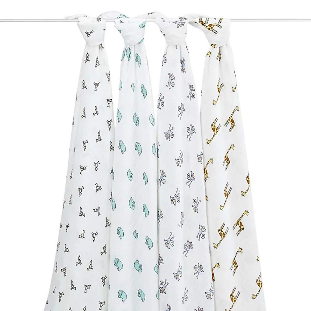 aden + anais Swaddle Blanket, Boutique Muslin Blankets for Girls & Boys, Baby Receiving Swaddles, Ideal Newborn & Infant Swaddling Set, Perfect Shower Gifts, 4 Pack, Jungle Jam