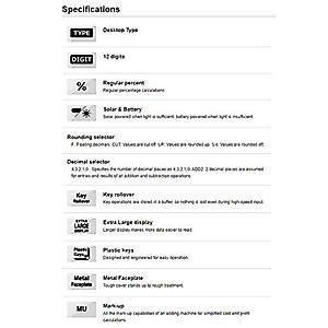 Casio GX-120B Electronic Desktop Calculator with 12-Digit Extra Large Display (6.9×5.1 in)