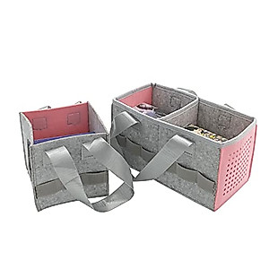 NA Portable Carrying Bag for Toniebox Starter Set and Tonies Figurines，Felt Cloth Carrying Case for Educational Musical Toy，Bag Organizer Fits for Toniebox Starter Setand More Accessories (Pink)