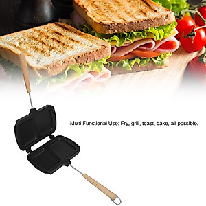 Syrisora Sandwich Baking Pan Double Side Sandwich Maker Anti Stick with Detachable Handle Sandwich Skillet for Gas Stove Egg Toast