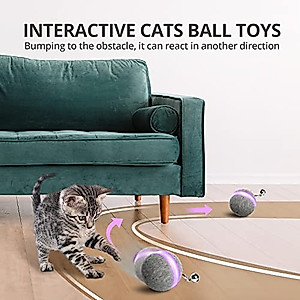 VANLYTPET Cat Automatic Toy : Interactive Cat Toys Ball with Bell Smart Cat Toys for Indoor Cat Kitten, Kitten Moving Bouncing Rolling Ball with Lights