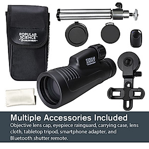 Popular Science by Celestron Outland X 12x50mm Monocular with Tripod, Smartphone Adapter, and Bluetooth remote