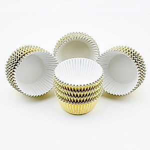 Gifbera Mini Foil Baking Cups Gold, 300-Count Bright Foil Paper Gold Cupcake Liners Mini Size