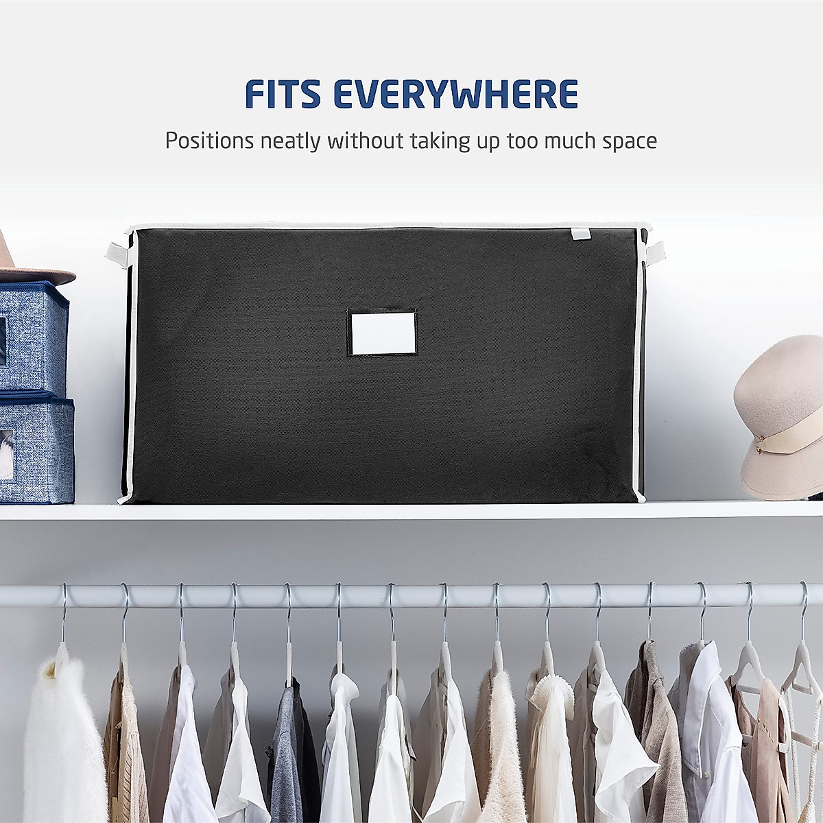 ZOBER Jumbo Storage Bag Organizer (2 Pack) Large Capacity Storage Box with Reinforced Strap Handles, PP Non-Woven Material, Clear Window, Store Blankets, Comforters, Linen, Bedding, Seasonal Clothing