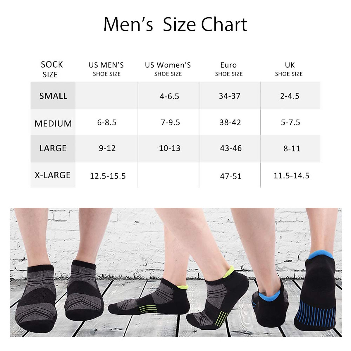 JOYNÉE Mens Ankle Low Cut Athletic Tab Socks for Men Sports Comfort Cushion Sock 6 Pack,Black,Sock Size 10-13