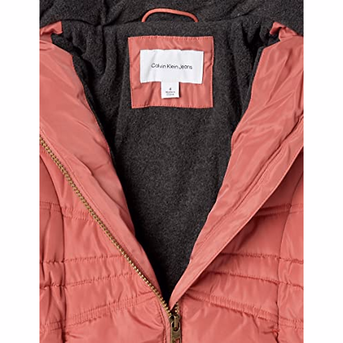 Calvin Klein Girls' Hooded Winter Puffer Jacket, Full-Length Heavy Weight Coat with Fleece Lining, Mauvewood, 5
