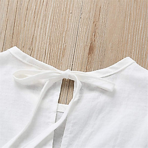 Niyage Baby Toddler Girls Cotton Flutter Sleeve Pleated Tunic Dress Swing Casual Playwear White 90