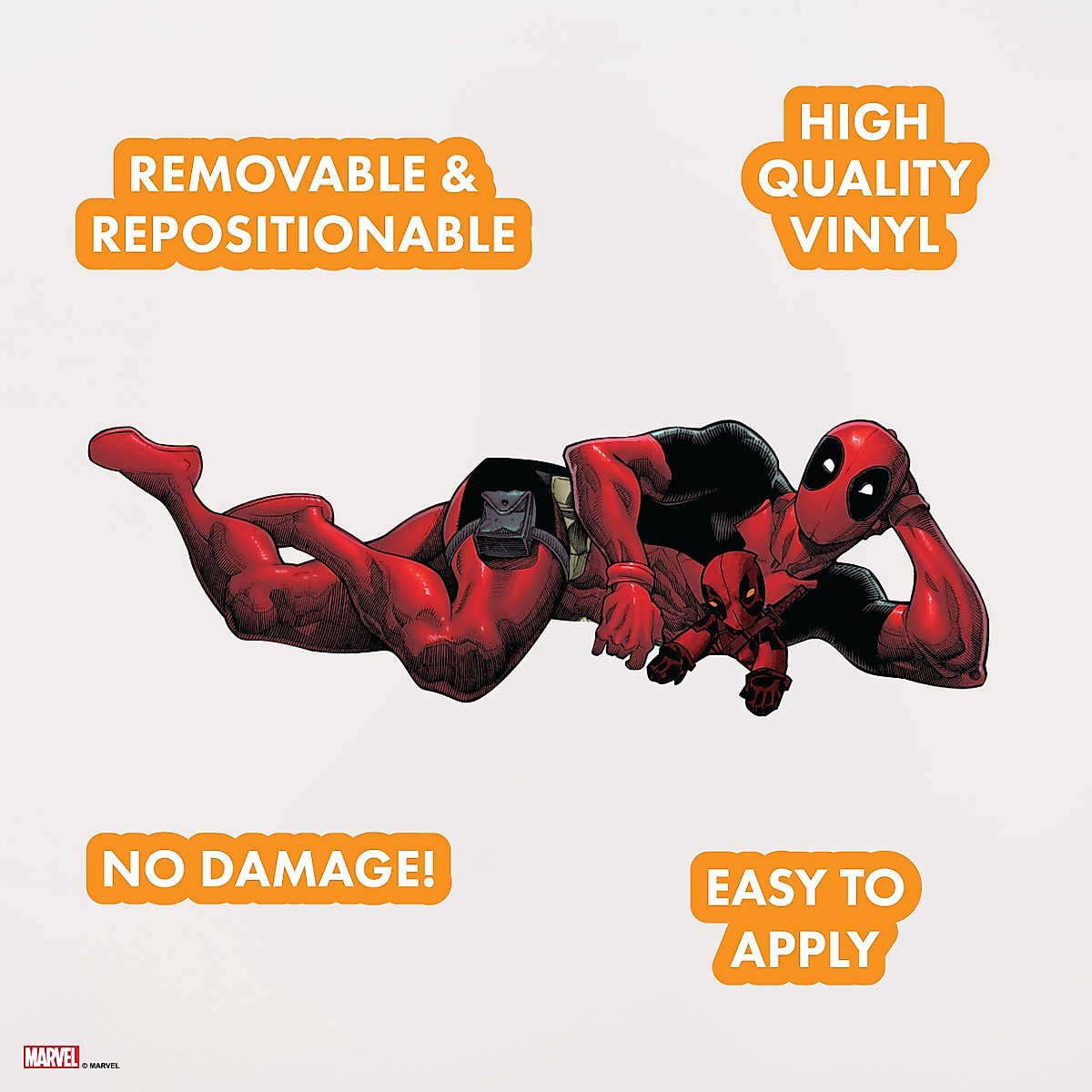 Wall Palz Marvel Deadpool Wall Decal - Deadpool Wall Stickers with 3D Augmented Reality Interaction - Deadpool Sticker for Walls 12" x 34" Marvel Room Decor