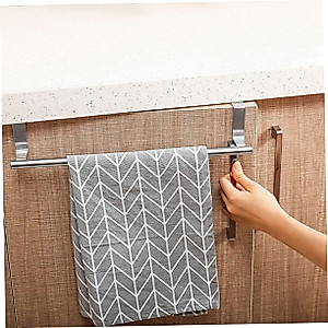 Zerodeko 2pcs Stainless Steel Towel Rack Over Door Towel Bar Over The Door Towel Holder Rattan Lamp Shade Cabinet Door Hanging Pole Cabinet Towel Holder Tea Towel Multifunction