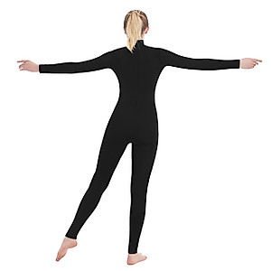 SUPRNOWA Full Body Unitard Turtleneck Spandex Footless Long Sleeve Bodysuit Unisex (Large, Black)