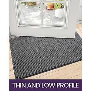 DEXI Door Mat Entryway Doormat Front Entrance Non-Slip Low Profile Washable for Inside Entry 19.5"x31.5",Grey