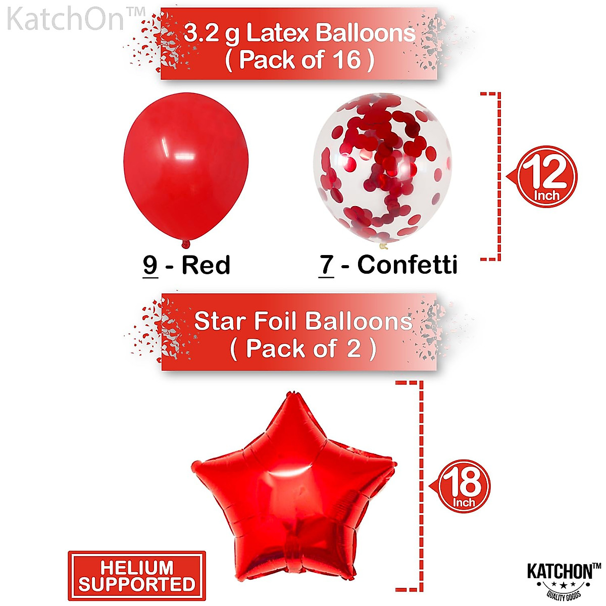 KatchOn, Red 2024 Balloon Numbers Set - Pack of 22 | Giant 40 Inch Red 2024 Balloons, Confetti Balloons, Red and White Graduation Decorations | Red Graduation Decorations Class of 2024 Red and White
