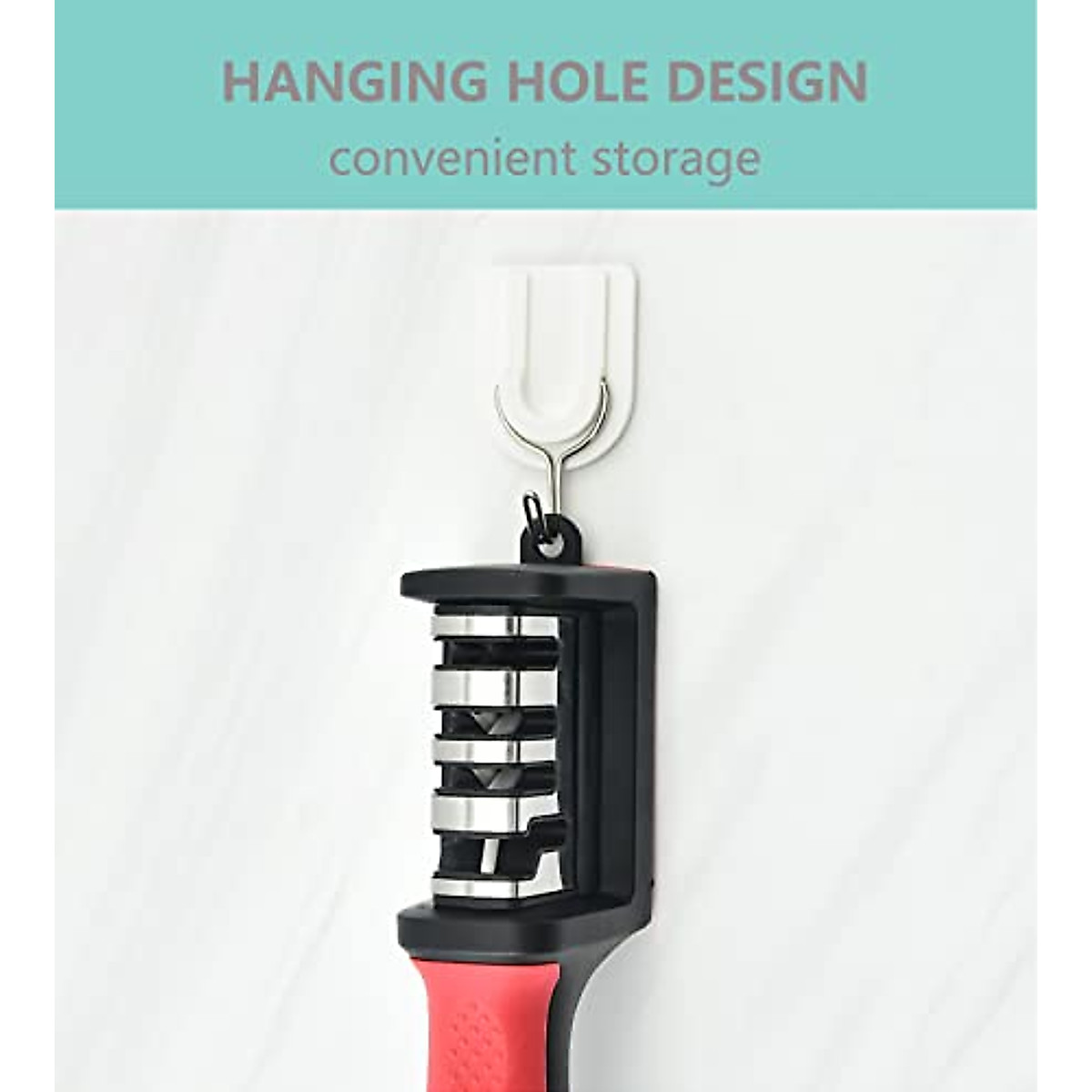 Harcas Knife Sharpener - Professional 2 Stage Sharpening System. Best For Steel Kitchen Knives. White