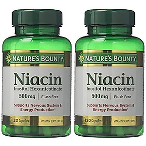 Nature's Bounty Flush Free Niacin 500 Mg, 240 Capsules (2 X 120 Count Bottles)