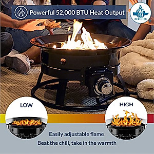 BELLEZE Portable Propane Fire Pit for Camping, 20.5" 52,000 BTU CSA Approved Outdoor Gas Firebowl Natural Lava Rocks and Smokeless Flame, Perfect for Camping, Patio, Backyard, RV, Party