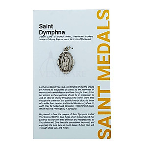 1" Saint and Holy Subject Medal with Prayer Card | Over 25 Different Saints | Durable and Detailed Charm | Pendant Medal Carded with Prayer | Christian Jewelry (St. Dymphna)