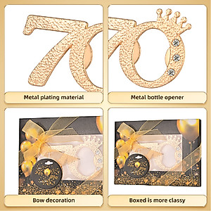 KaGrbves 50 Packs 70 Bottle Openers for 70th Birthday Party Favors Gifts or Souvenirs for Guests 70th Wedding Anniversary Party Favor Gold and Black Theme Party Decorations (70)