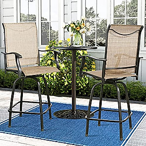 Ulax Furniture Outdoor Swivel Bar Stools Patio Sling Bar Chairs, Set of 2