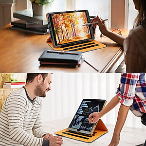 Rotating Case for iPad 9th/8th/7th Generation, iPad 10.2 case 2021/2020/2019-360 Degree Rotating Protective Stand Cover with Pencil Holder and Pocket, Auto Wake/Sleep(Almond)