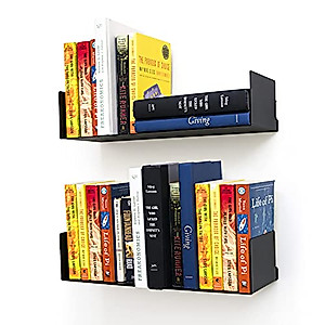Floating Bookends Wall Mounted Metal Display Shelf (Set of 2) Black