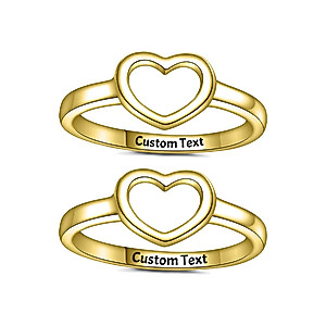 Junikool Friendship heart Rings Best Friend for 2 Matching Friends Promise Bff Bestfriend Sister Ring Couples Men Her Couple Set His and Heart Women Love Personalized Engraved Custom Name