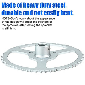 YOXUFA 60T Steel Go Kart Live Axle Hub Sprocket for #40/41/420 Chain With 1" Bore 1/4" Keyway Adapter Yerf dog Murray Predator 212cc 196cc Go Carts Dune Buggy Drift Trike Mini Quad 3 Hole Silver Parts
