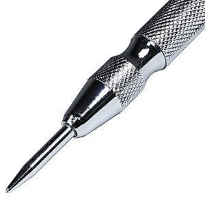 Rok Hardware 5-1/8" Automatic Spring Loaded Steel Center Hole Punch Tool for Metal, Wood, and Plastic ROKCPUNCH